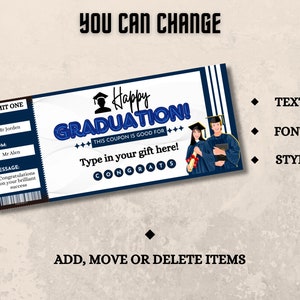 Printable Graduation Coupon. Graduation Gifts. Editable Coupons ...