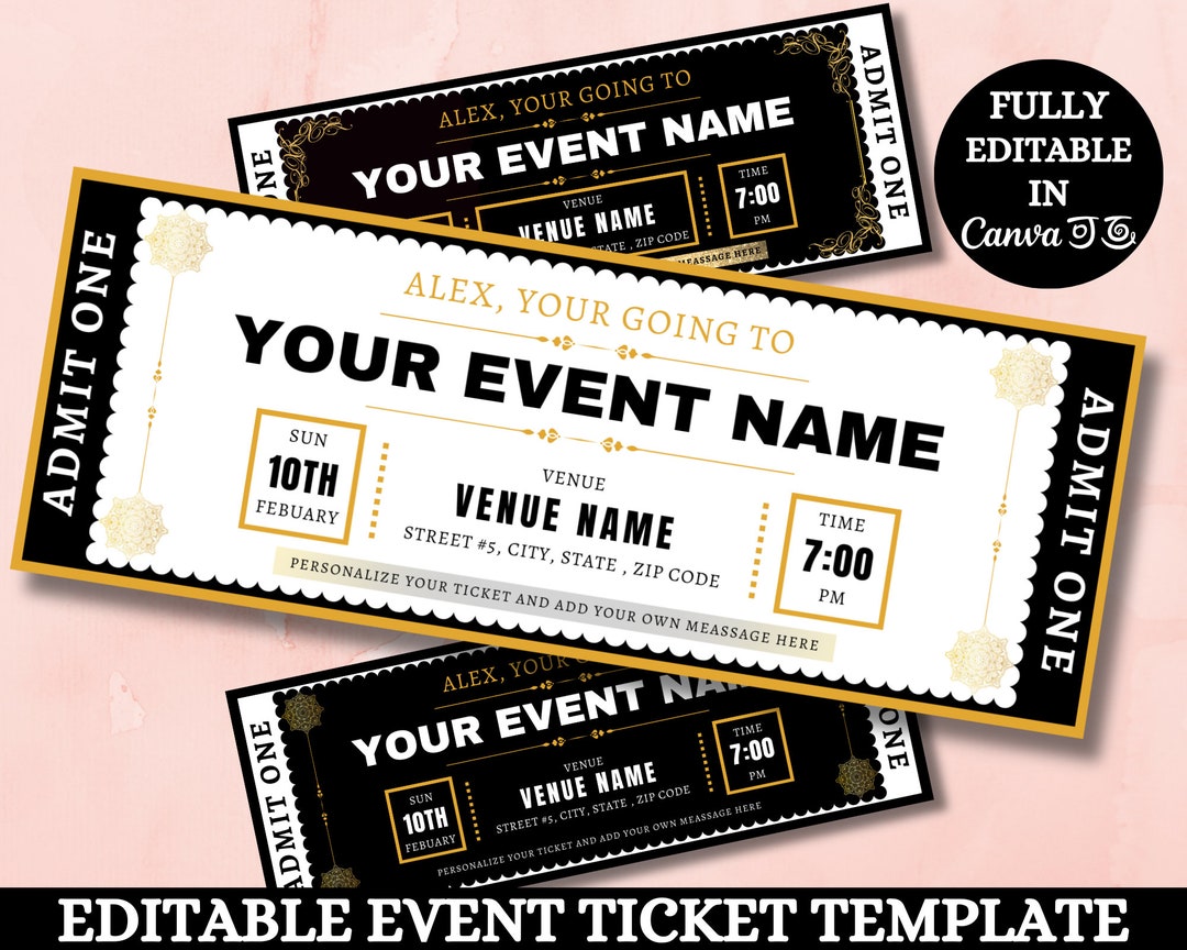Event Ticket Template, EDITABLE DIY Event Printable, Surprise Getaway Invitation, Christmas ...