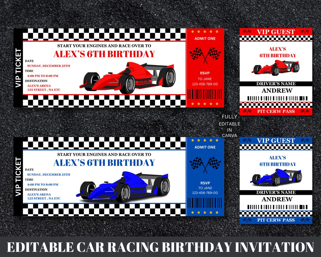 Car Racing Birthday Invitation to Edit, Download and Print With Free ID ...