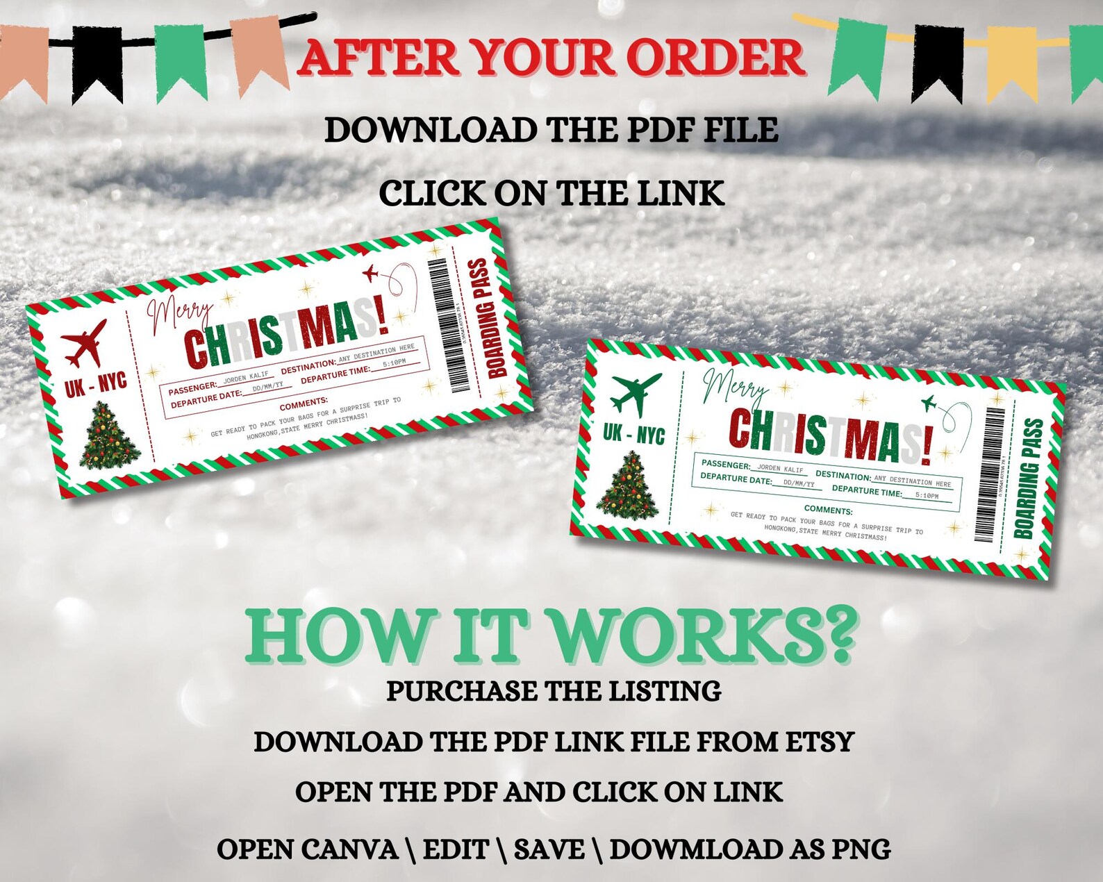 Christmas Boarding Pass Template, Editable Boarding Pass, Surprise ...