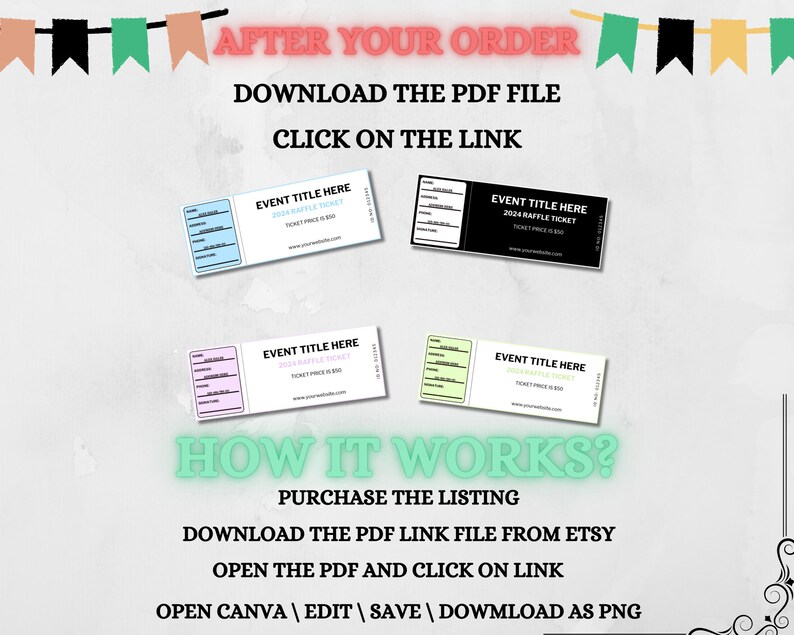 Editable Raffle Ticket, Event Raffle Ticket, Customizable Raffle Ticket ...