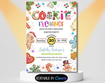 Cookie Exchange Holiday Party Invitation Template, Printable Cute ...