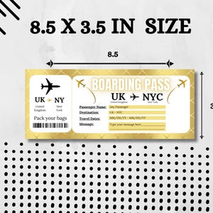 Gold Boarding Pass Golden Boarding Pass Gold Trip Ticket Golden Trip ...