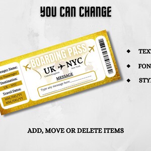 Gold Boarding Pass Golden Boarding Pass Gold Trip Ticket Golden Trip ...