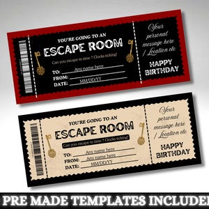 Editable Escape Room Last Minute Printable Gift Voucher for Instant ...