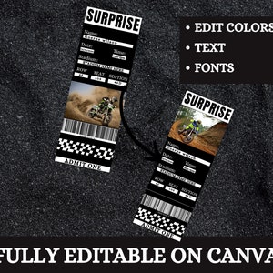 Printable Gift Motocross Tickets, Editable Motocross Tickets, Fake ...