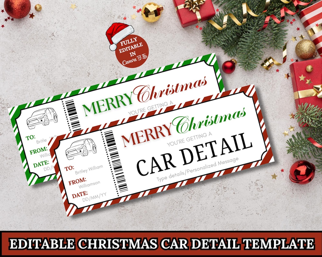 Car Detailing Christmas Gift Ticket, Surprise Car Detail Gift Voucher ...