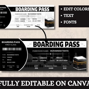 Hajj Boarding Pass, Editable Hajj Plane Ticket, Makkah Umrah Gift ...