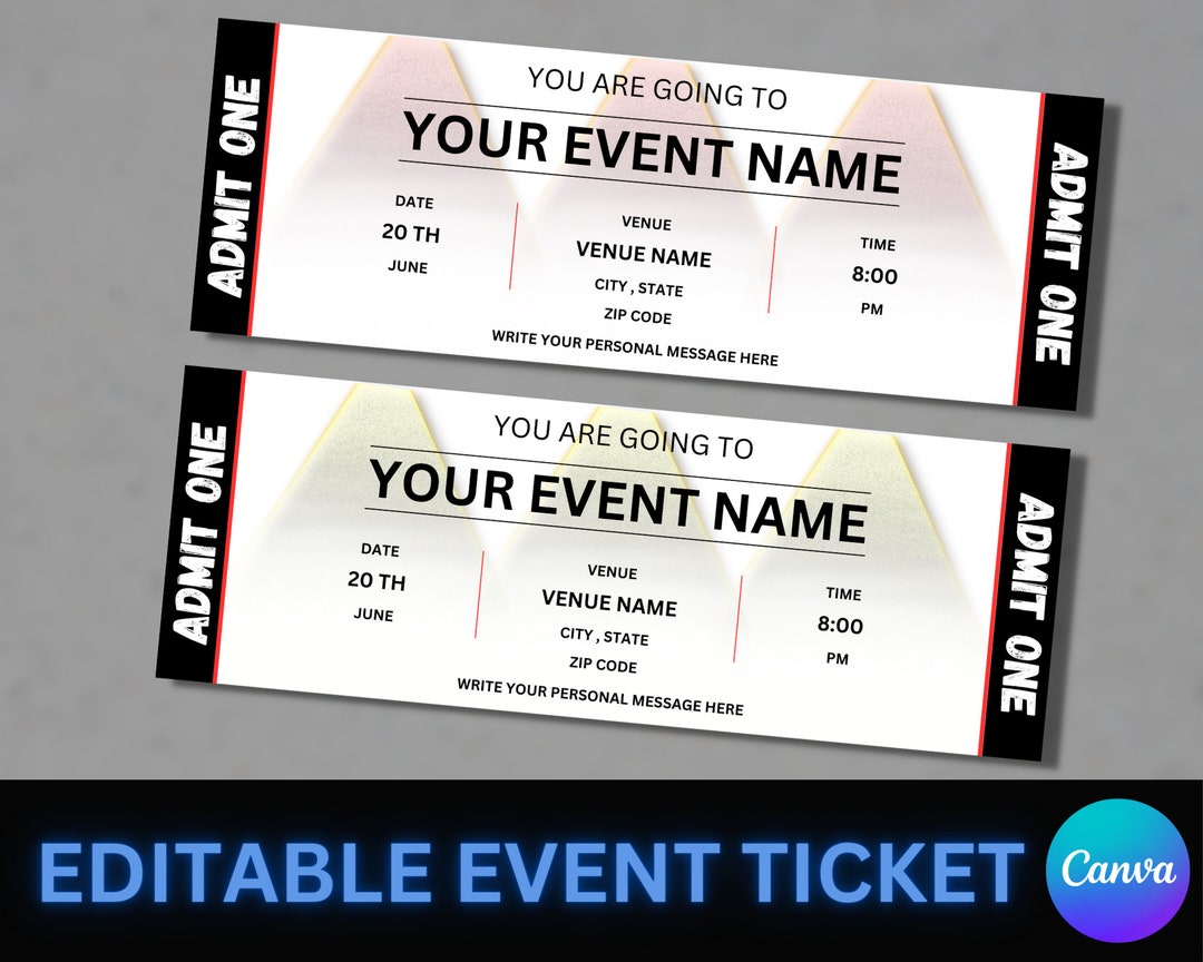 Event Ticket Template, EDITABLE DIY Event Printable, Surprise Getaway ...