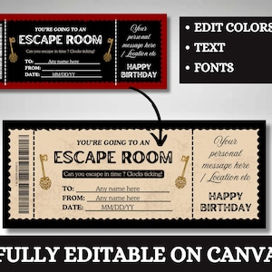 Editable Escape Room Last Minute Printable Gift Voucher for Instant ...
