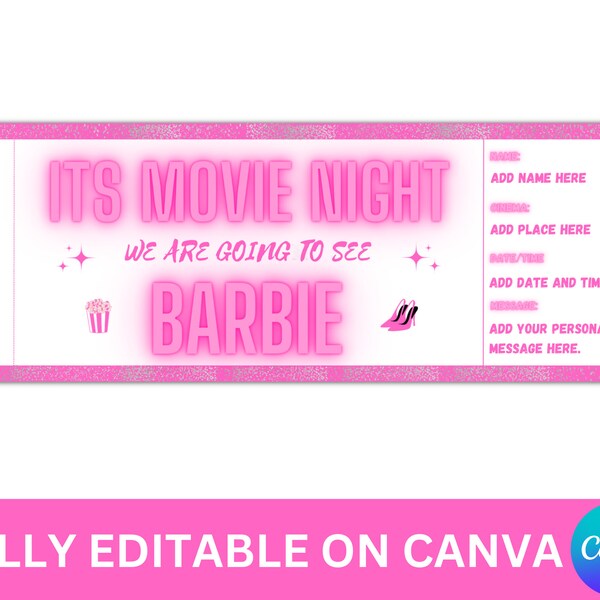 Printable Barbie Movie Ticket - Etsy