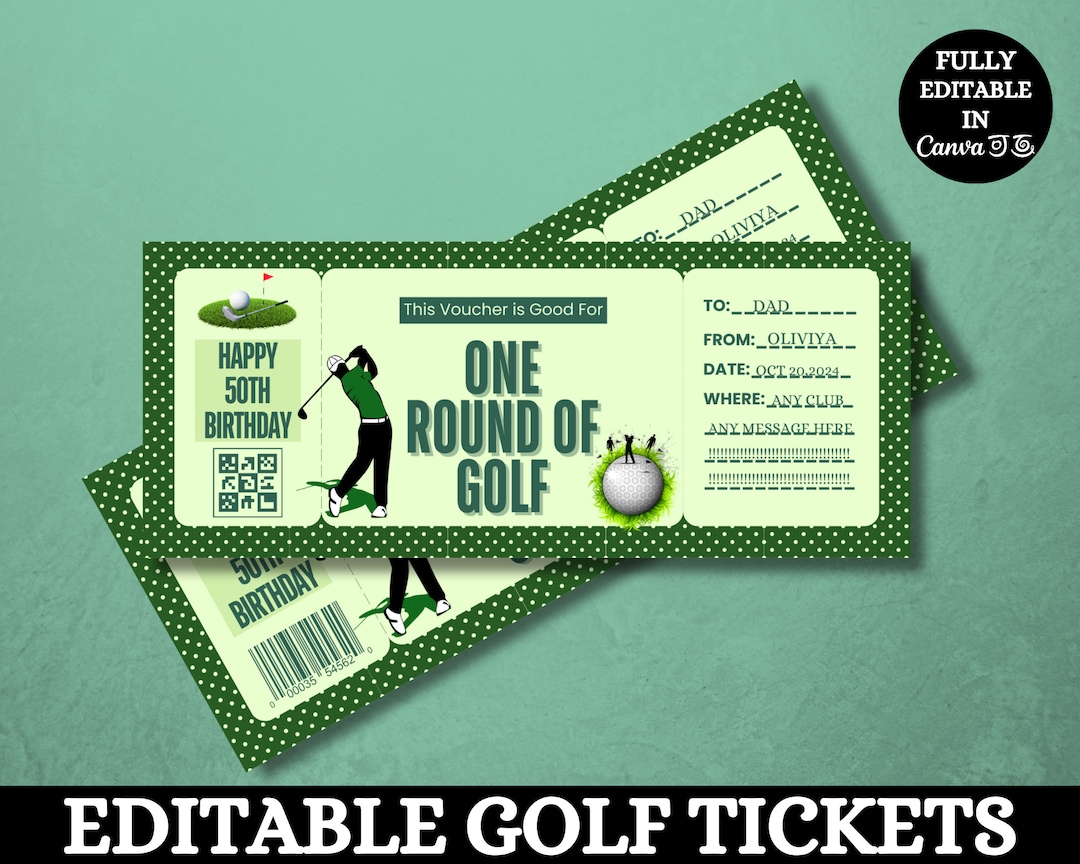 Golf Ticket, Surprise Golf Ticket Gift, Surprise Trip, Gift Voucher ...