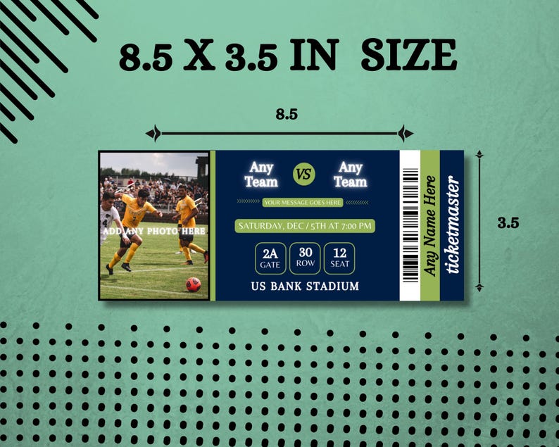 Editable Football Ticket, Soccer Tickets, Surprise Gift, Editable ...