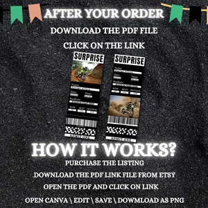 Printable Gift Motocross Tickets, Editable Motocross Tickets, Fake ...