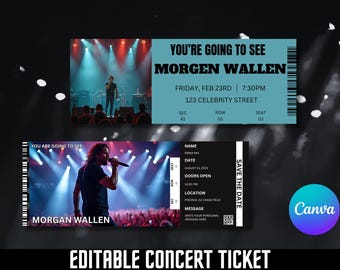 Editable Concert Ticket Template | Custom Concert Ticket | Printable ...