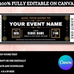 Event Ticket Template, EDITABLE DIY Event Printable, Surprise Getaway ...