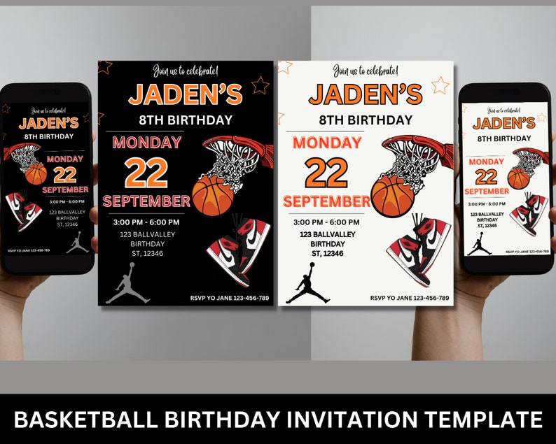 Basketball Birthday Invitation Template Printable Basketball - Etsy