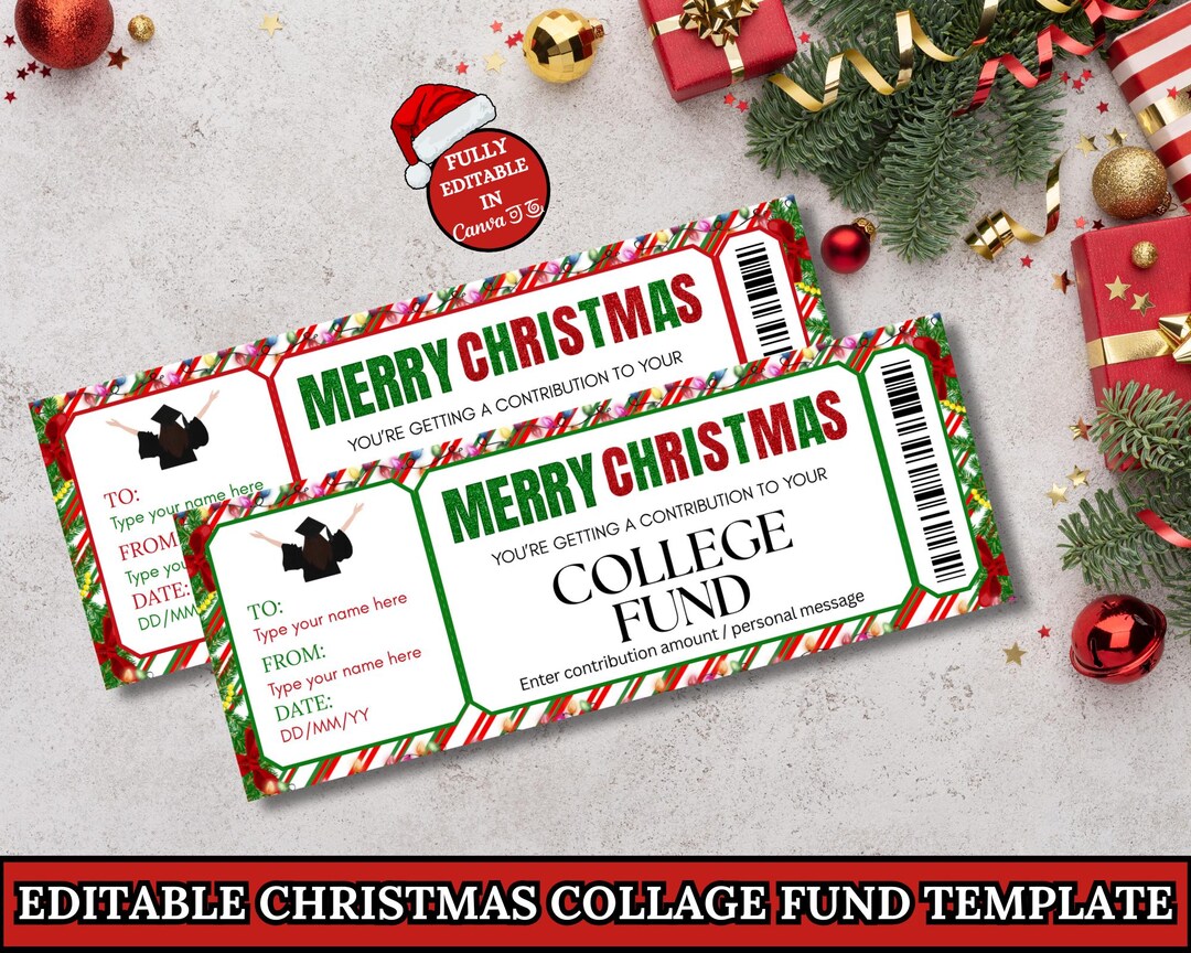 College Fund Gift Christmas Gift Certificate | College Fund Gift ...