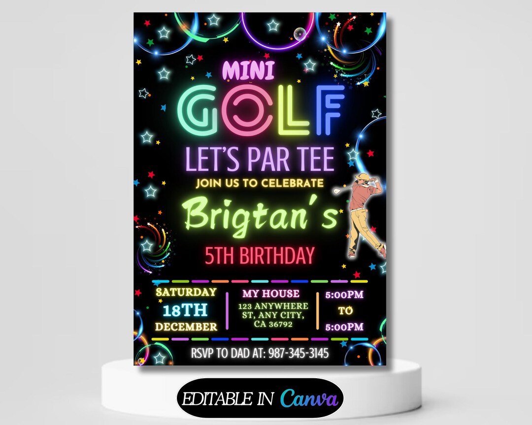 Mini Golf Birthday Invitation, Golf Birthday Invitation, Mini Golf ...