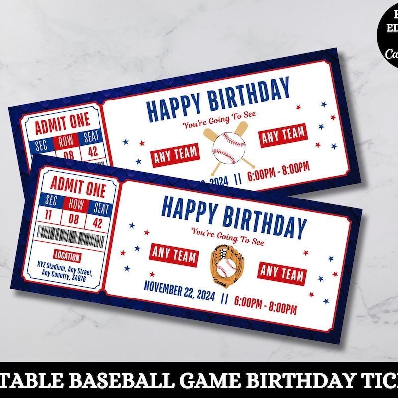Baseball Ticket - Etsy