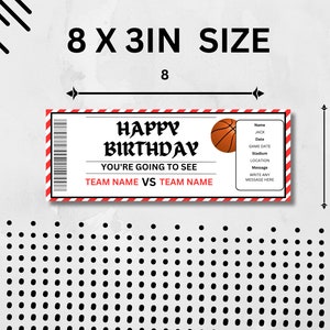 Basketball Game Ticket , Birthday Basketball Ticket , Printable ...