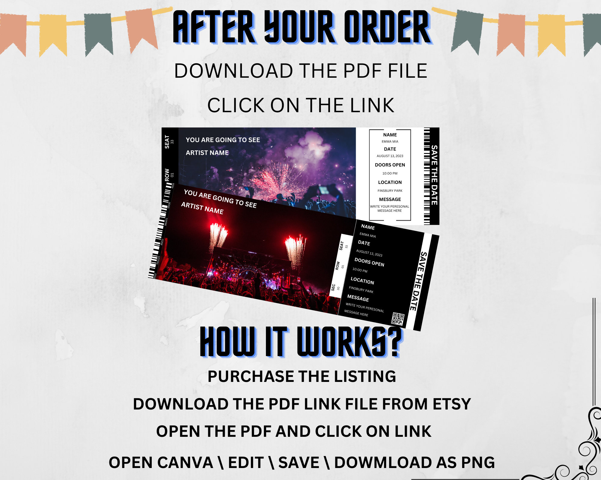 Editable Concert Ticket Canva Template Printable Event - Etsy