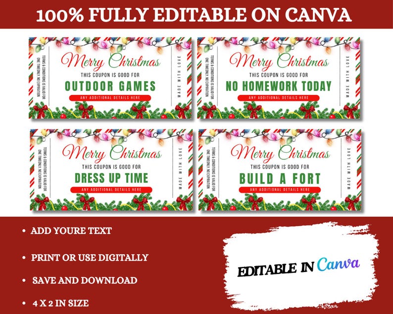Christmas Coupon Book for Kids | Printable Kids Coupon Book Template ...