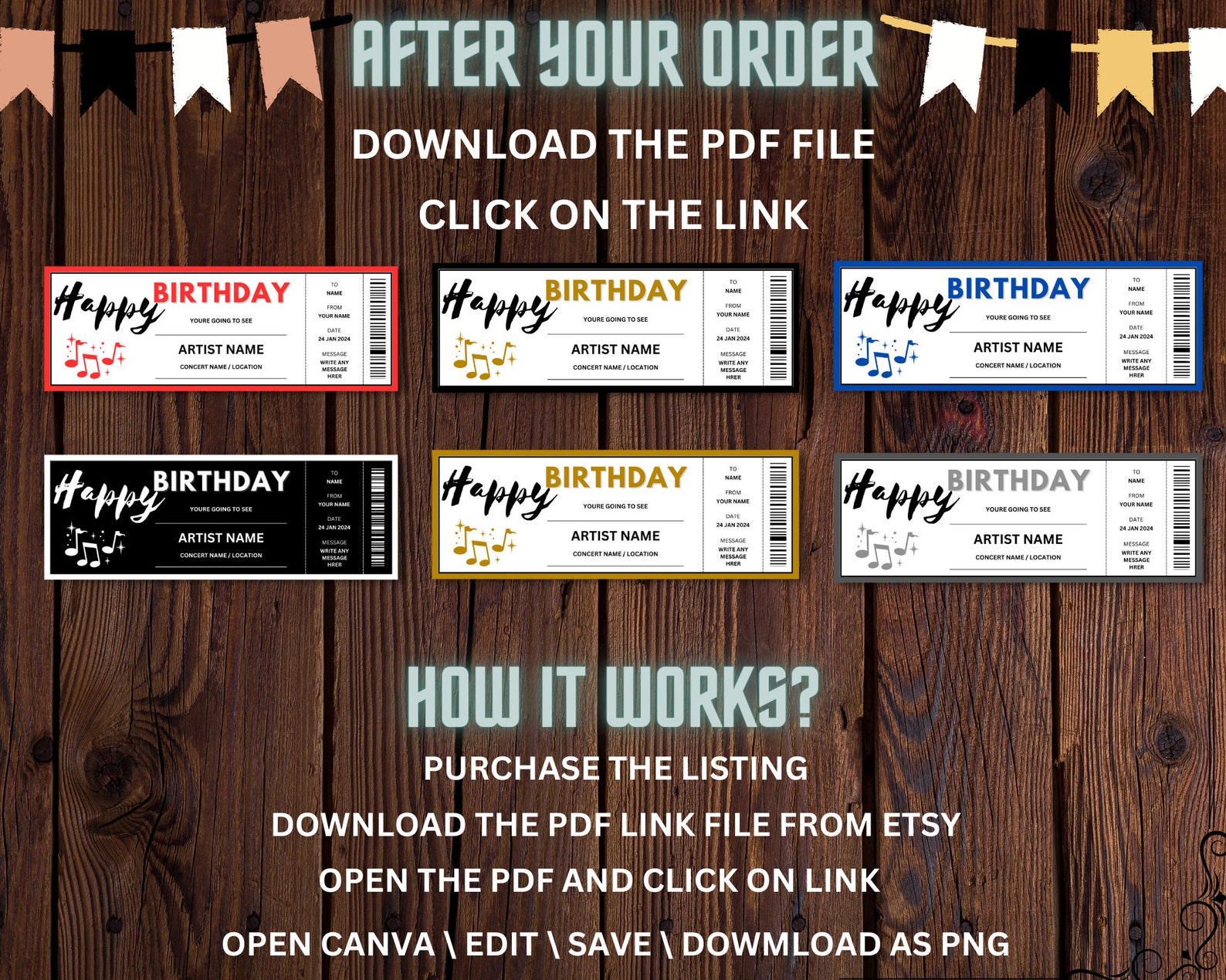 Birthday Gift Concert Ticket Template Printable Gift Voucher ...