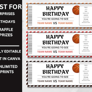Basketball Game Ticket , Birthday Basketball Ticket , Printable ...