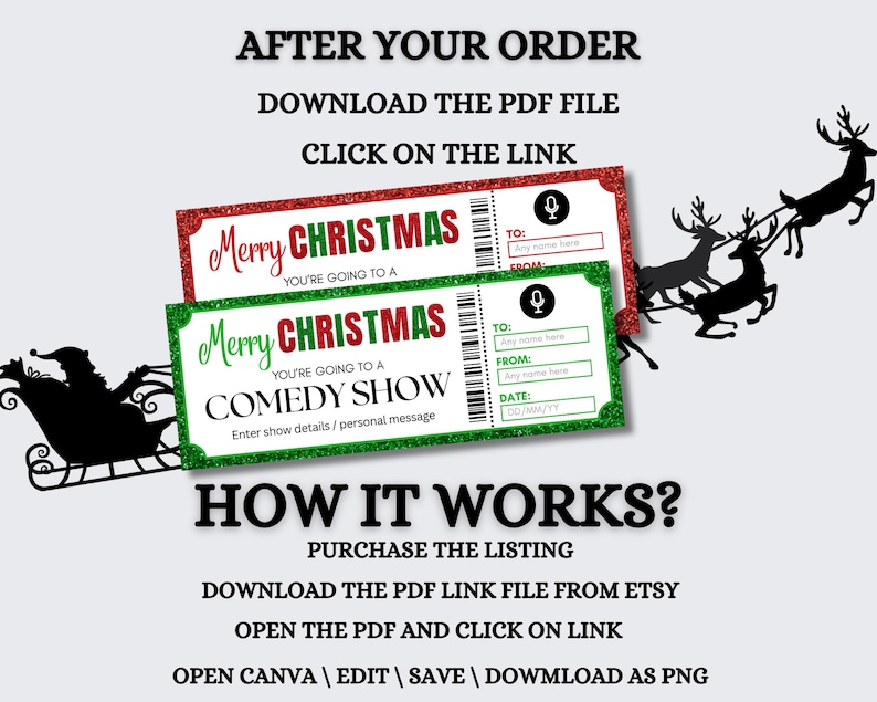 Printable Christmas Comedy Show Surprise Reveal Ticket, Stand-up ...