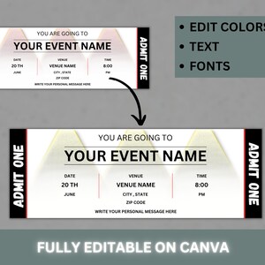 Event Ticket Template, EDITABLE DIY Event Printable, Surprise Getaway, Invitation, Christmas ...