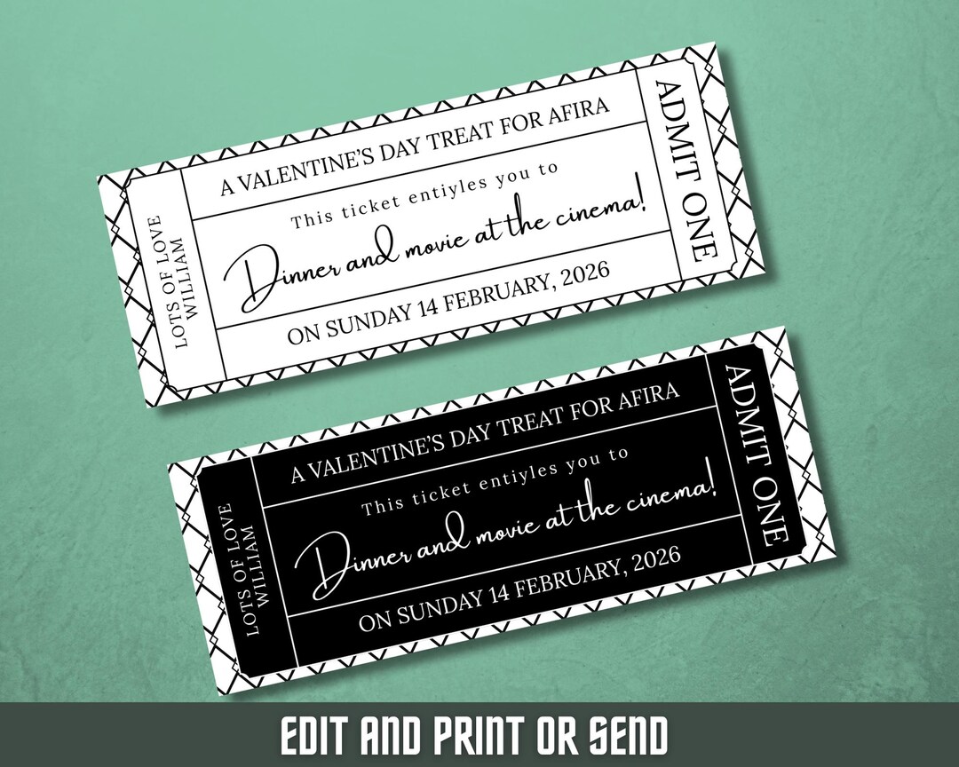 Editable Gift Ticket | Print at Home Birthday Voucher | Date Night ...