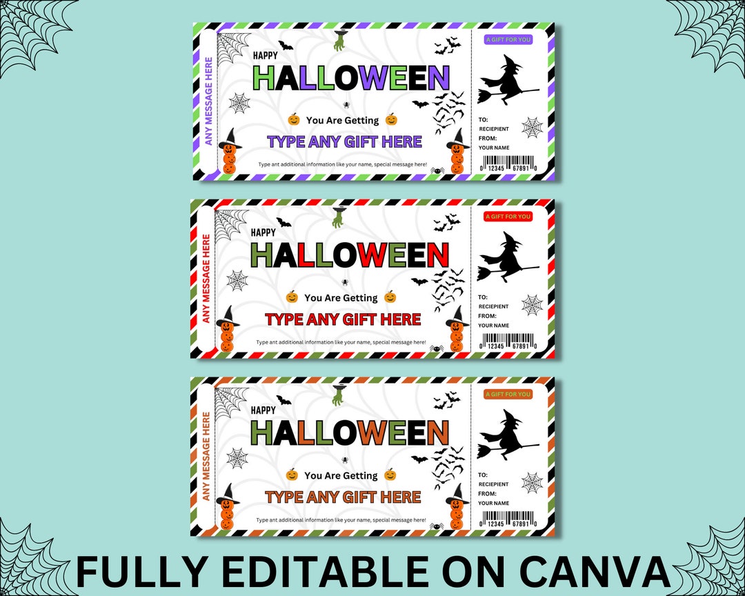 Editable Halloween Gift Template, Halloween Party, Halloween Birthday ...