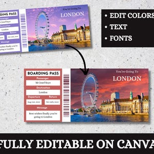 London, England Trip Surprise Gift Ticket - You're Going to LONDON ...