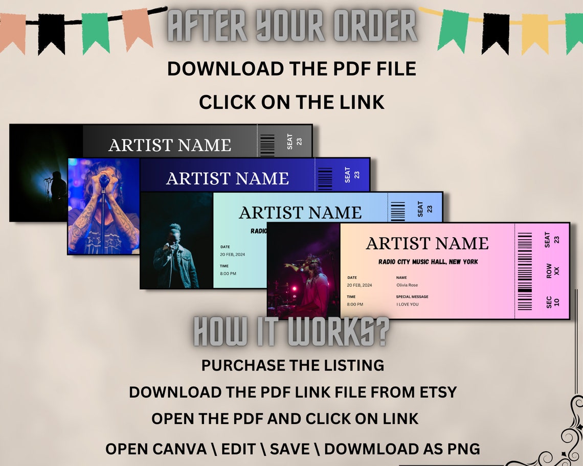Editable Concert Ticket Template, DIY Event Ticket, Custom Concert ...