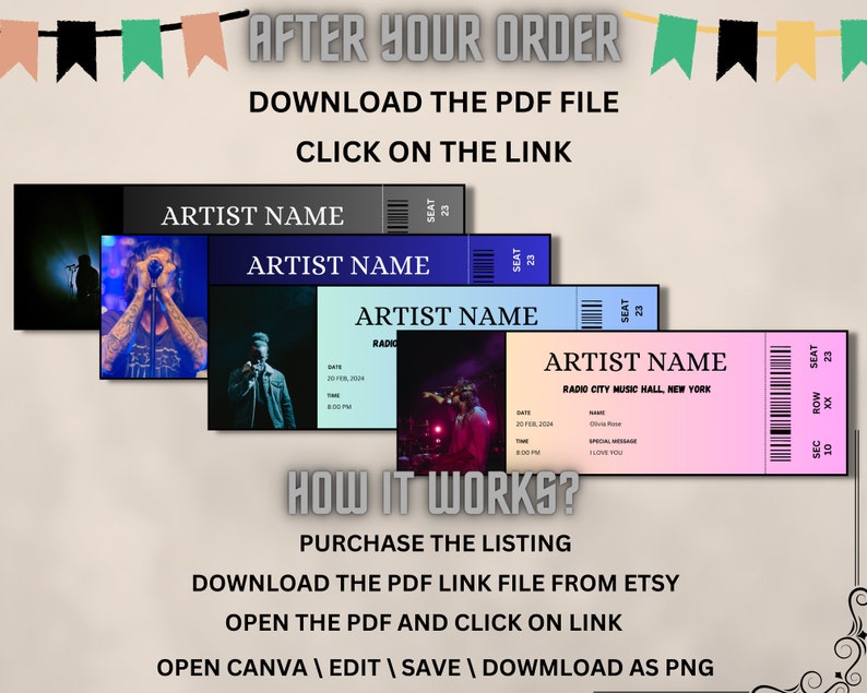 Editable Concert Ticket Template DIY Event Ticket Custom - Etsy