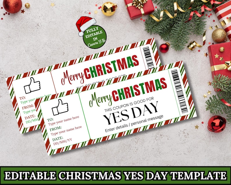 Christmas Yes Day Ticket | Printable Coupon | Experience Gift Voucher ...