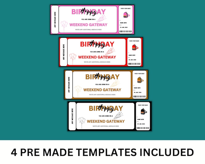 Editable Weekend Getaway Voucher Template Surprise Trip Gift - Etsy
