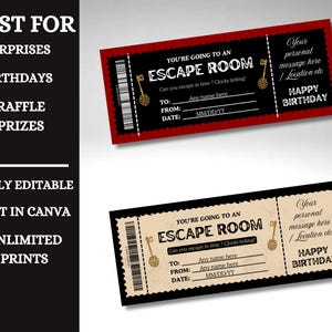 Editable Escape Room Last Minute Printable Gift Voucher for Instant ...