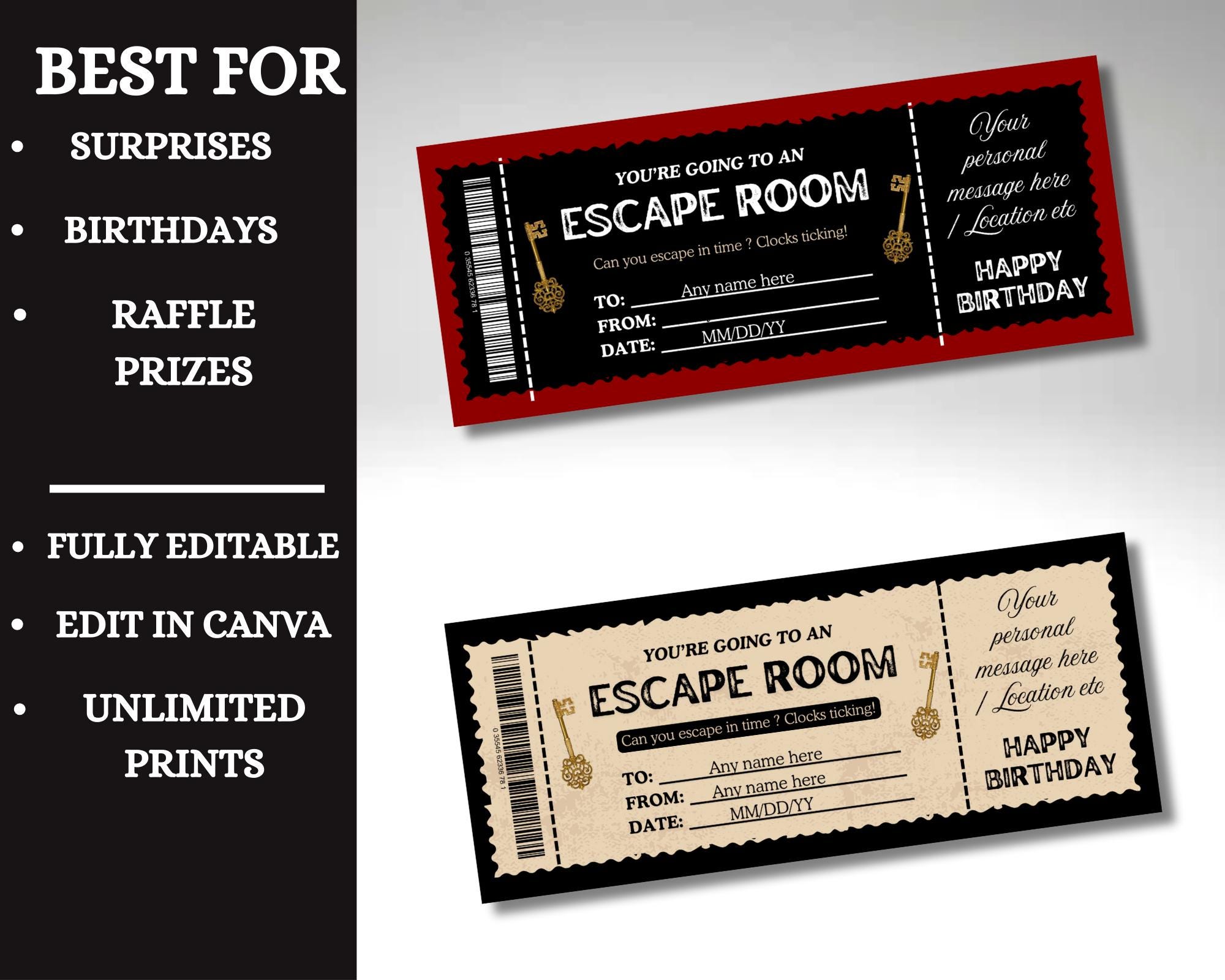 Editable Escape Room Last Minute Printable Gift Voucher for Instant ...