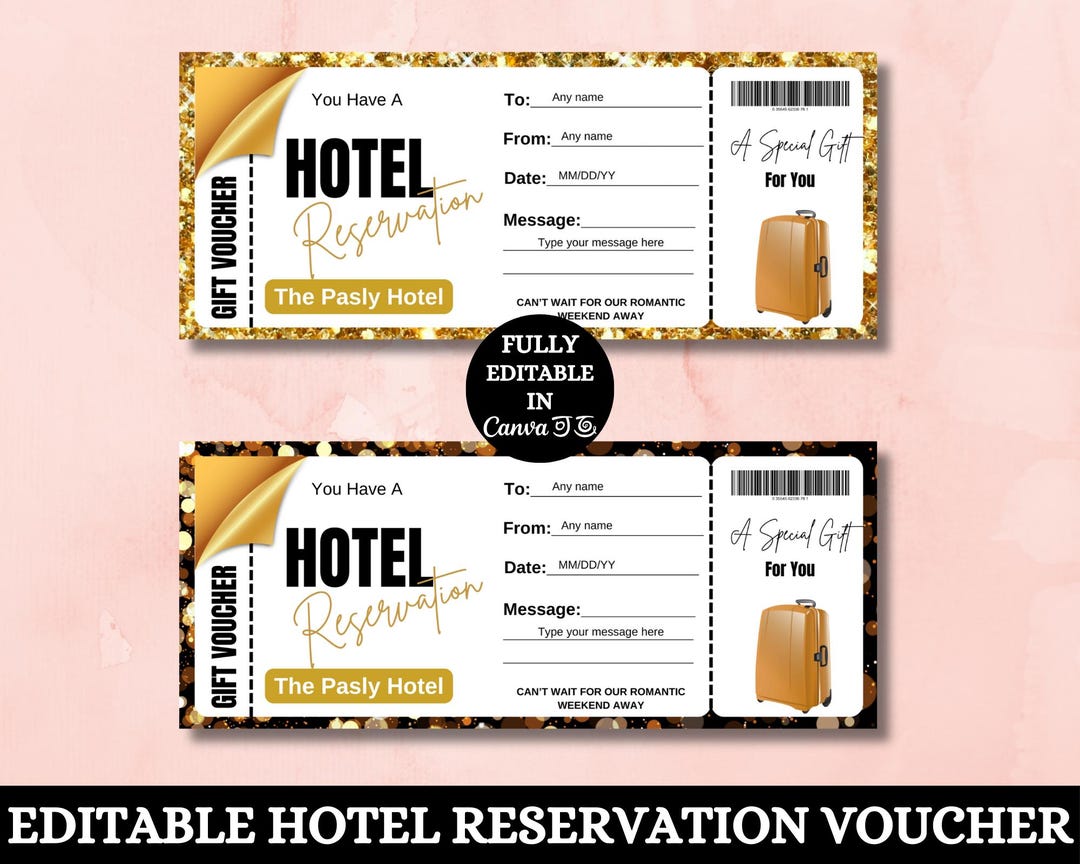 Hotel Reservation Voucher. Surprise Hotel Reservation Gift Ticket ...