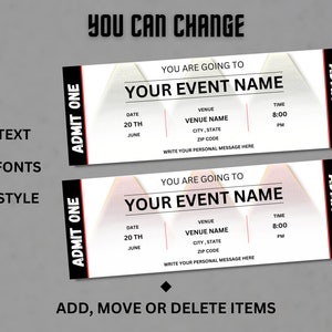 Event Ticket Template, EDITABLE DIY Event Printable, Surprise Getaway, Invitation, Christmas ...