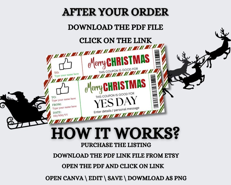Christmas Yes Day Ticket | Printable Coupon | Experience Gift Voucher ...