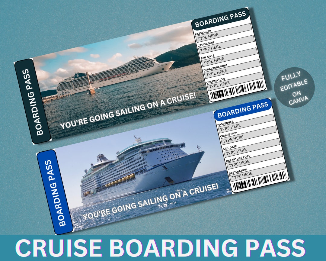 Cruise Boarding Pass Canva Editable Template, Cruise Surprise Vacation ...