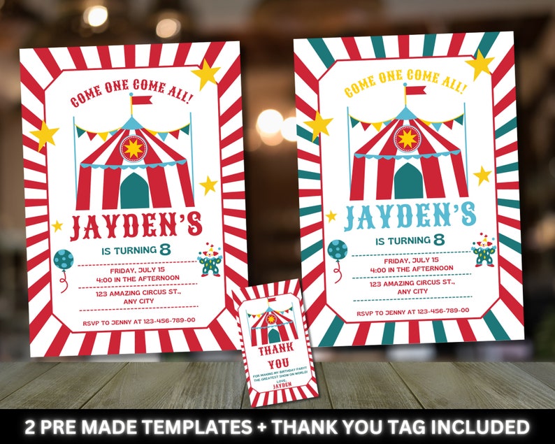 Carnival Birthday Invitation, Circus Birthday Invitation, Carnival ...