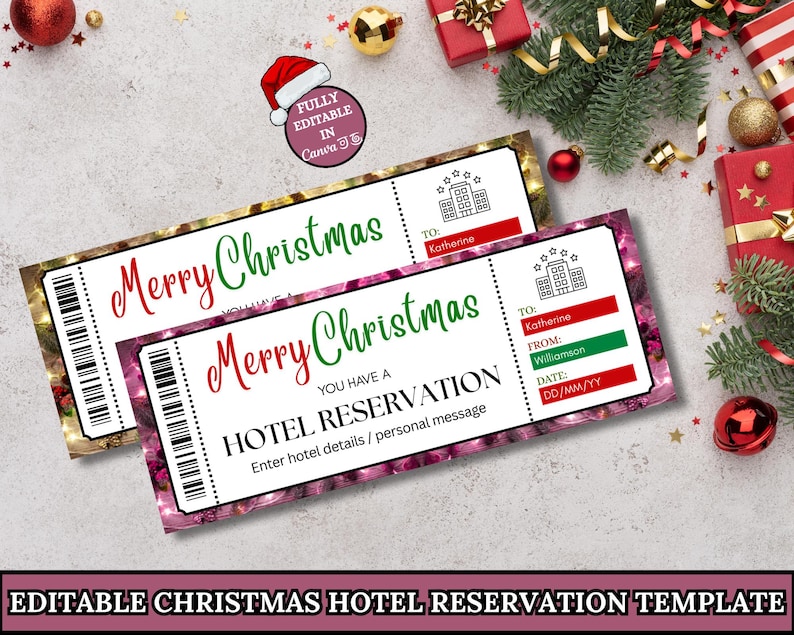 Christmas Hotel Reservation Ticket | Surprise Hotel Reservation Gift ...