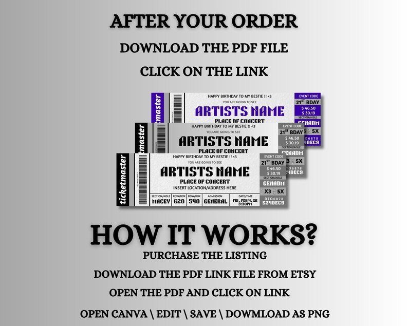 Ticketmaster Ticket | Concert Ticket Template | Surprise Concert ...