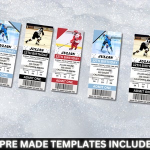 Hockey Ticket Birthday Invitation Printable Template, Editable Birthday ...