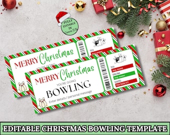 Bowling Christmas Ticket Template | Editable Bowling Gift Voucher ...