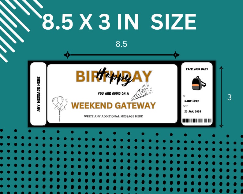 Editable Weekend Getaway Voucher Template Surprise Trip Gift - Etsy